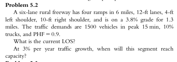 Solved Problem 5.2A six-lane rural freeway has four ramps in | Chegg.com