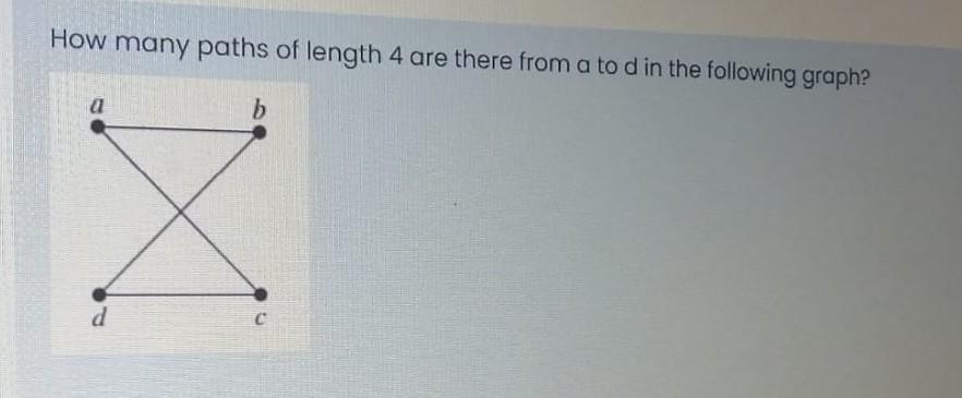 Solved How many paths of length 4 are there from a to d in | Chegg.com