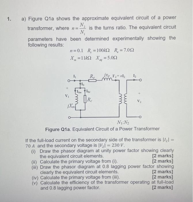 Solved a) Figure Q1a shows the approximate equivalent | Chegg.com
