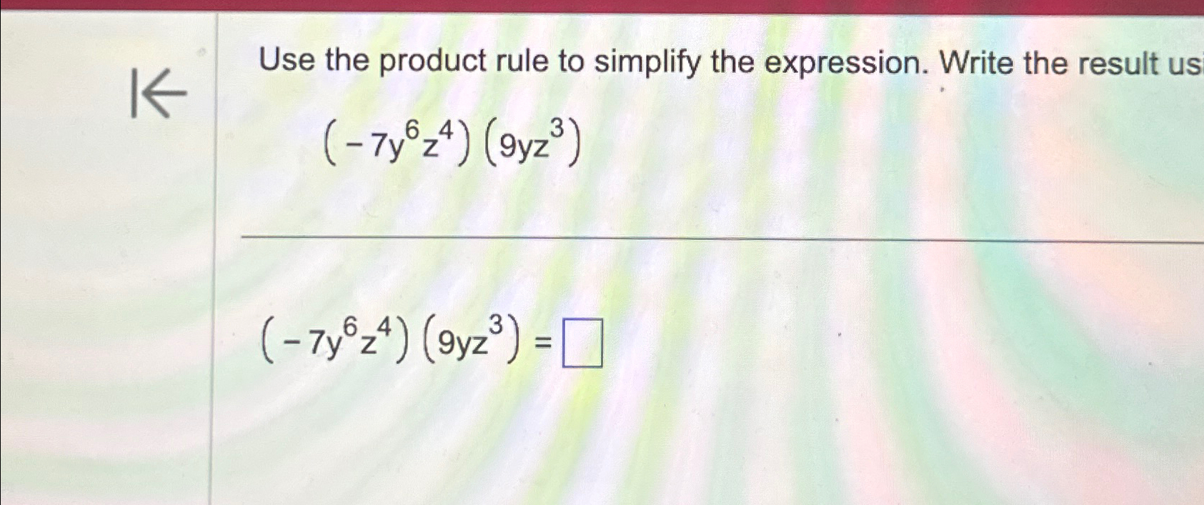 Solved Use the product rule to simplify the expression. | Chegg.com
