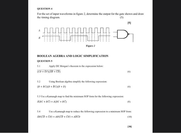 Solved Question 4 For The Set Of Input Waveforms In Figure 1017