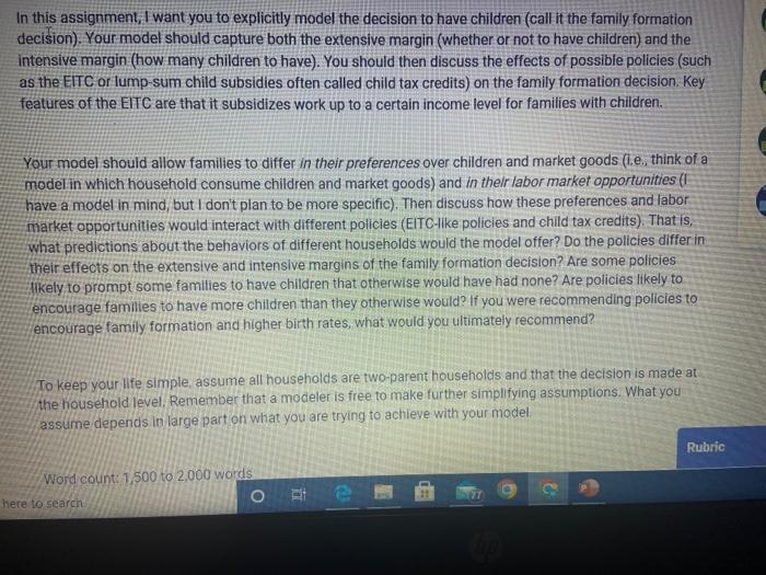 Solved In this assignment, I want you to explicitly model | Chegg.com