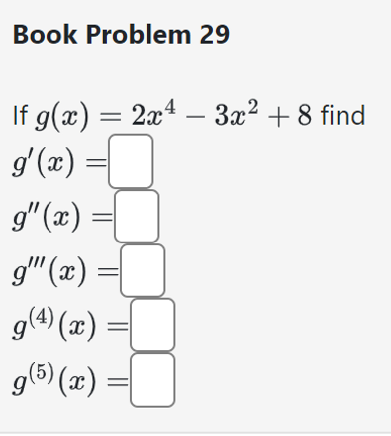 Solved Book Problem 29If g(x)=2x4-3x2+8 | Chegg.com