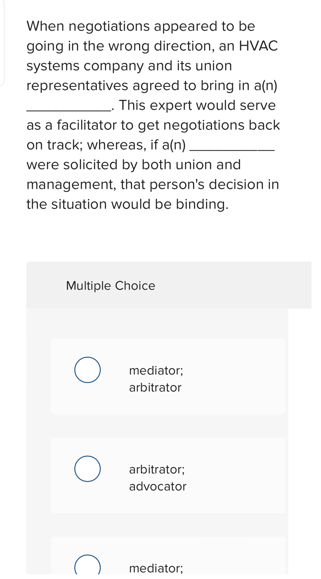 Solved When negotiations appeared to be going in the wrong | Chegg.com