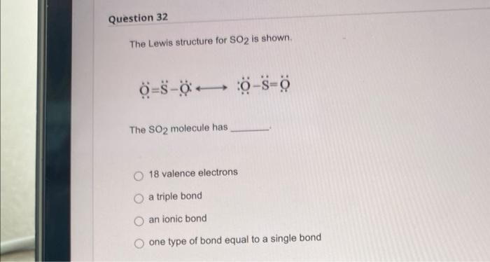 Solved The Lewis structure for SO2 is shown. The SO2 | Chegg.com