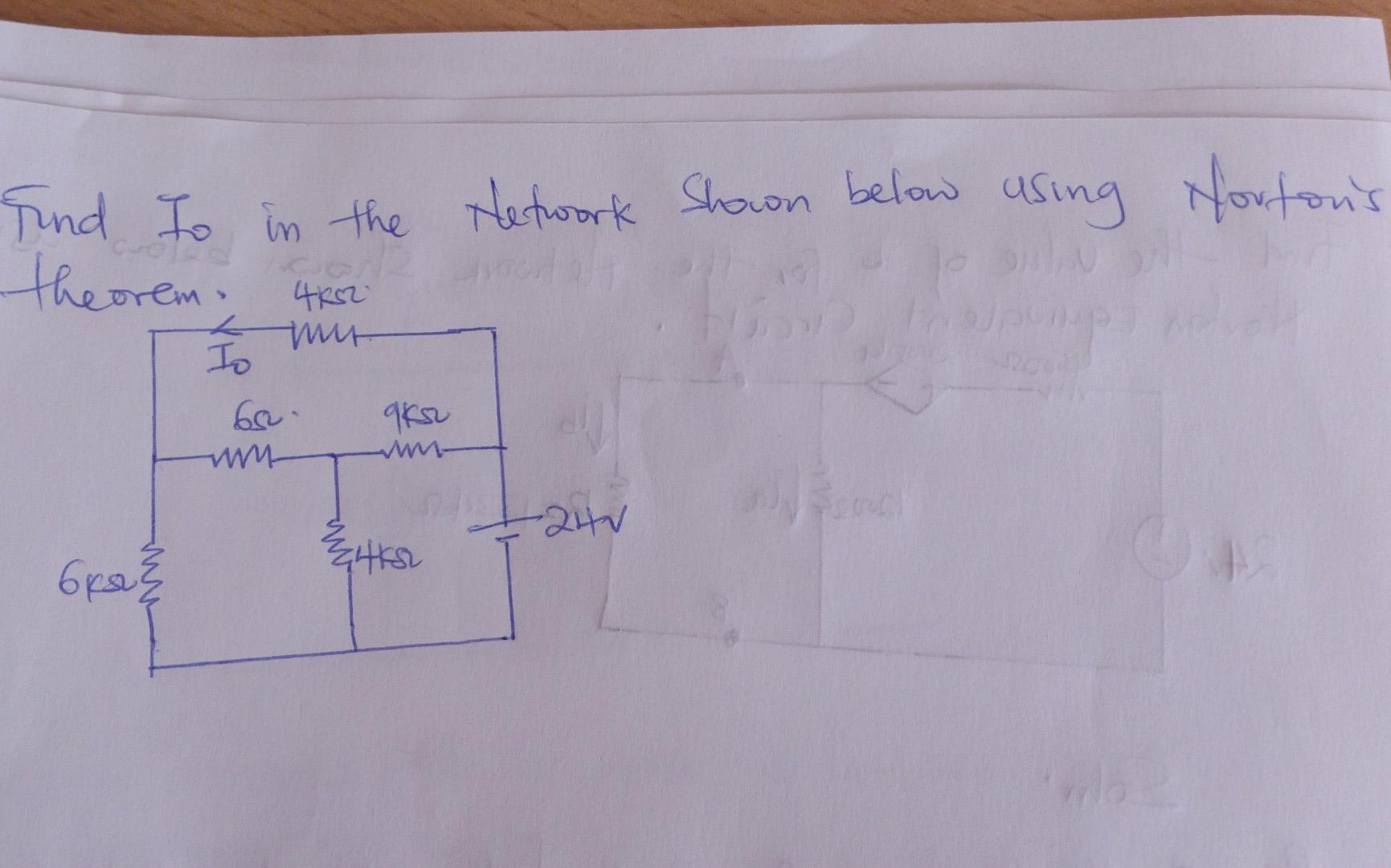 Solved Find Io in the Network shown below asing Norton's | Chegg.com