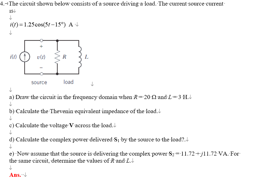 Solved → ﻿The circuit shown below consists of a source | Chegg.com