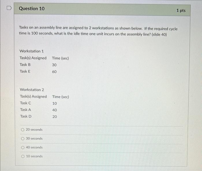 Solved Tasks on an assembly line are assigned to 2 | Chegg.com