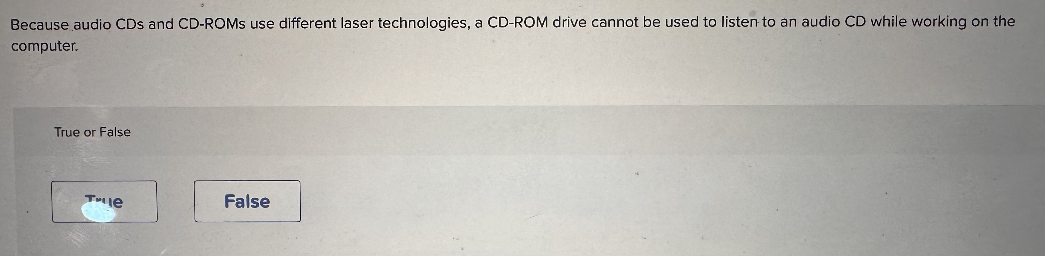 Because audio CDs and CD-ROMs use different laser | Chegg.com