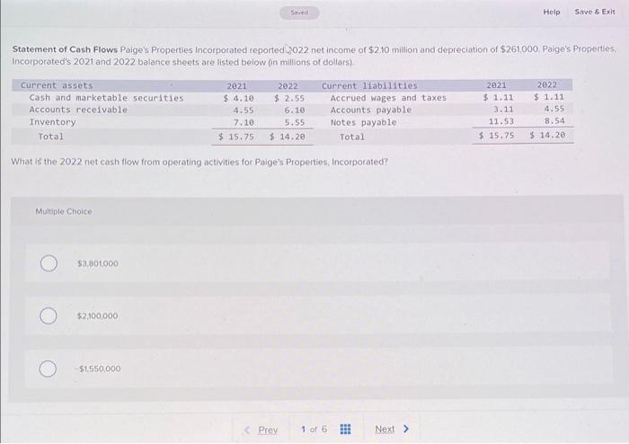 Solved Statement of Cash Flows Paige's Properties | Chegg.com