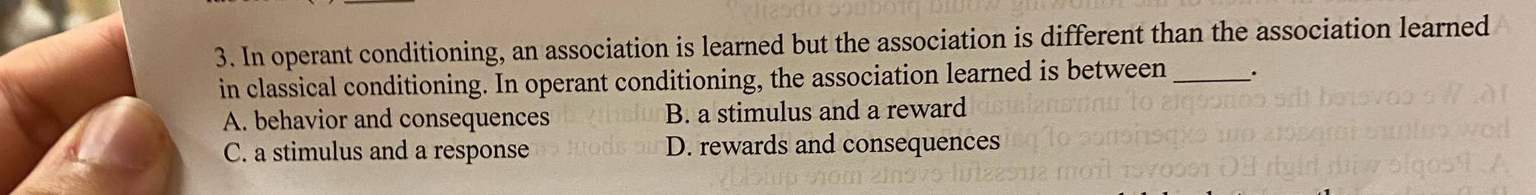 Solved In operant conditioning, an association is learned | Chegg.com