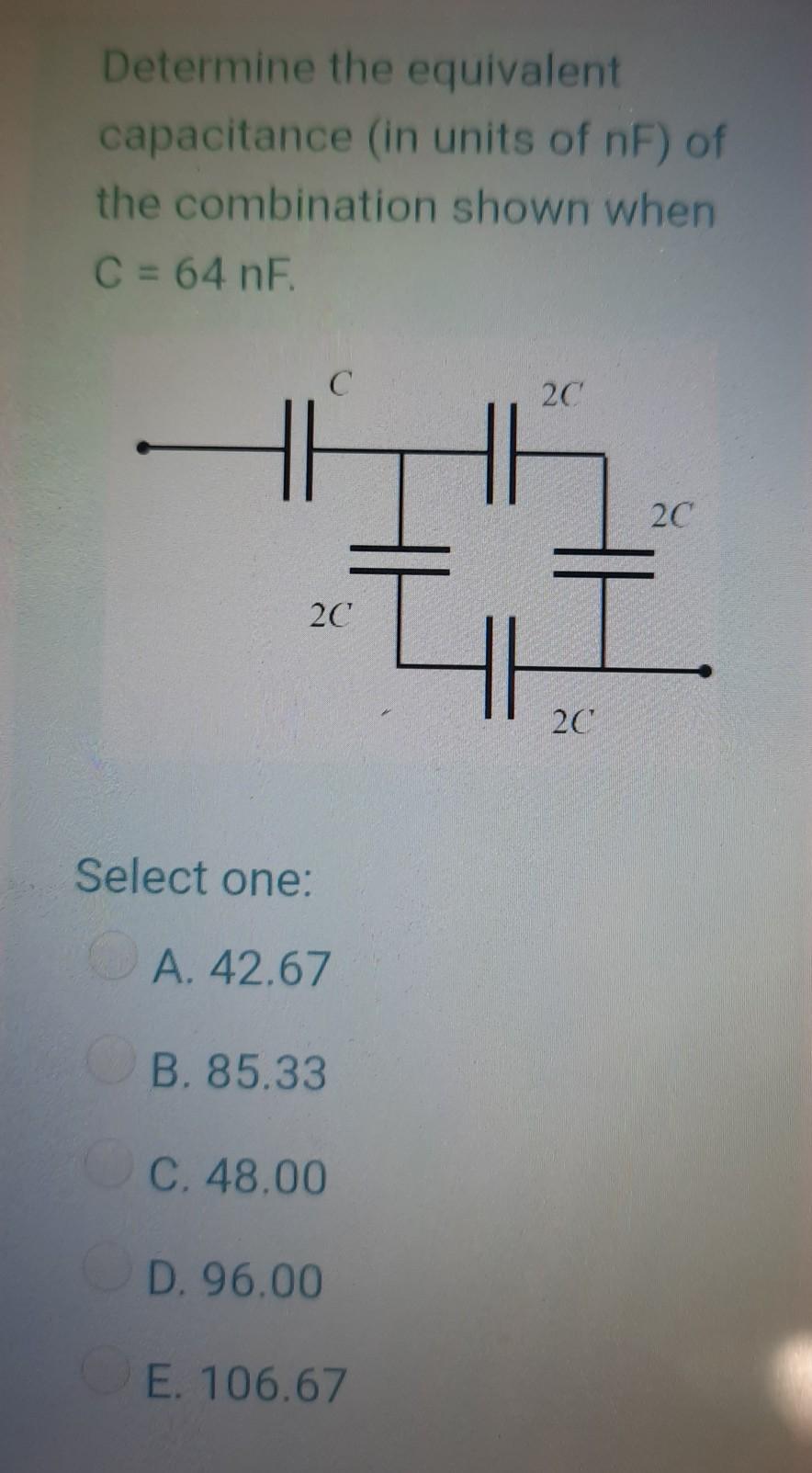 Solved Determine the equivalent capacitance (in units of nF) | Chegg.com