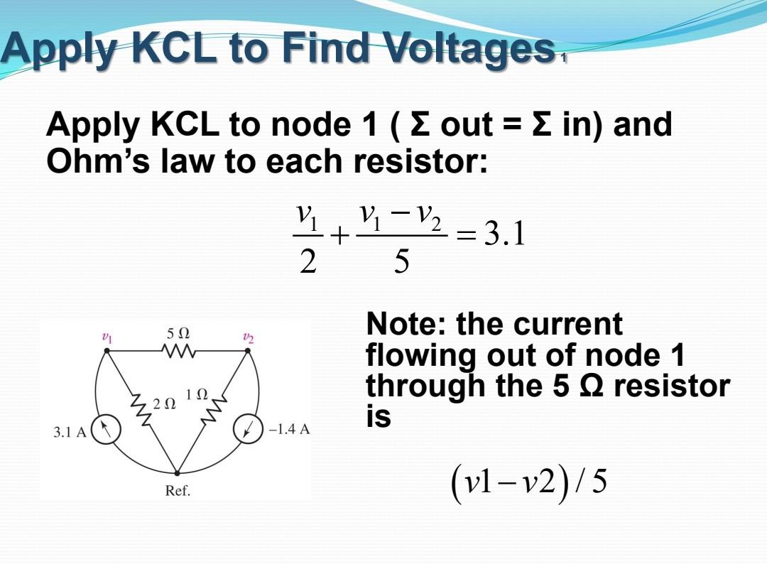 Solved Apply KCL to node 2 ( Σ out =Σ in) and Ohm's law to | Chegg.com