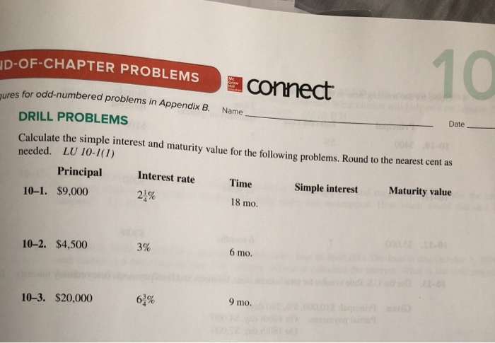 Solved ID-OF-CHAPTER PROBLEMS 10 wures for odd-numbered | Chegg.com