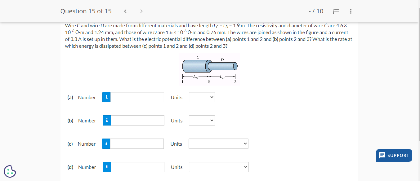 Solved Question 15 ﻿of 15Wire C ﻿and wire D ﻿are made from | Chegg.com