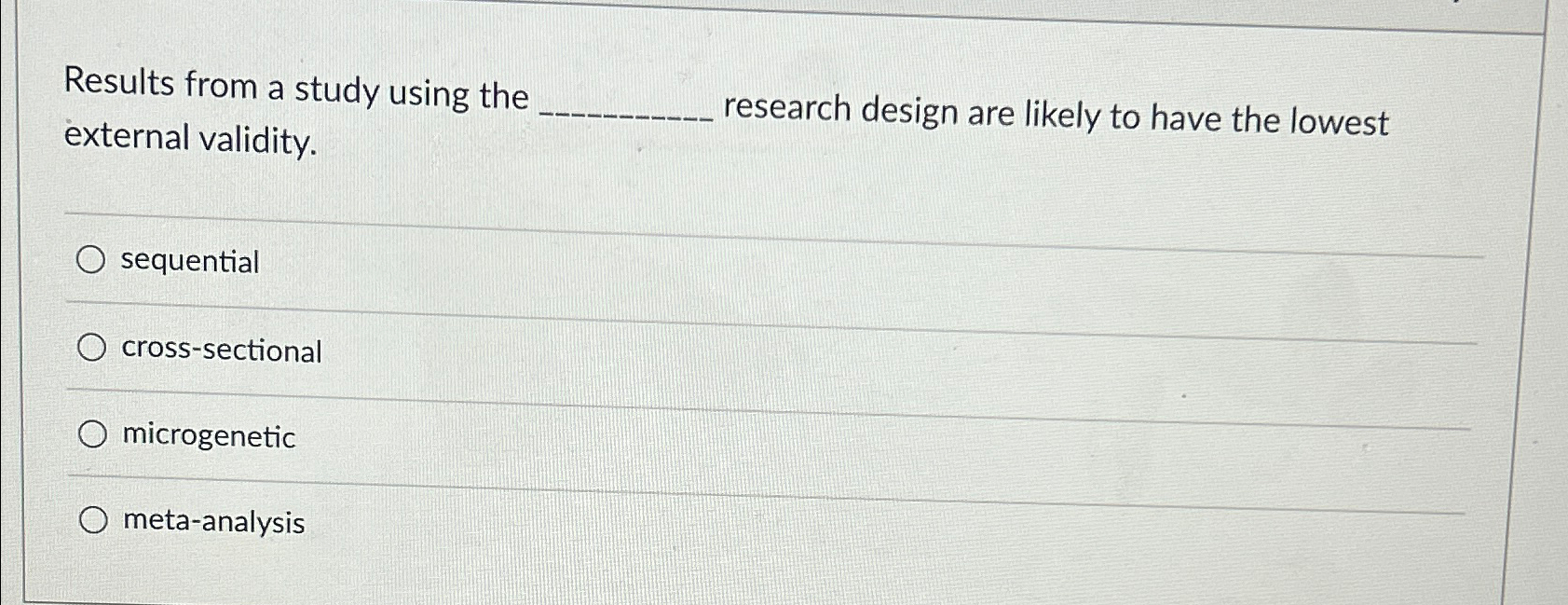 Solved Results from a study using the external validity. | Chegg.com