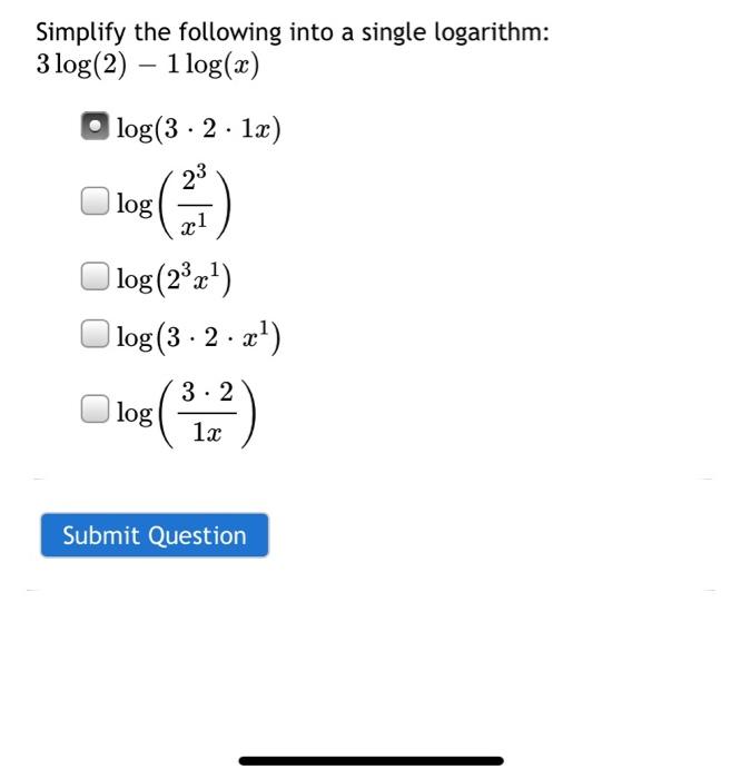 Solved Simplify the following into a single logarithm: 3 | Chegg.com