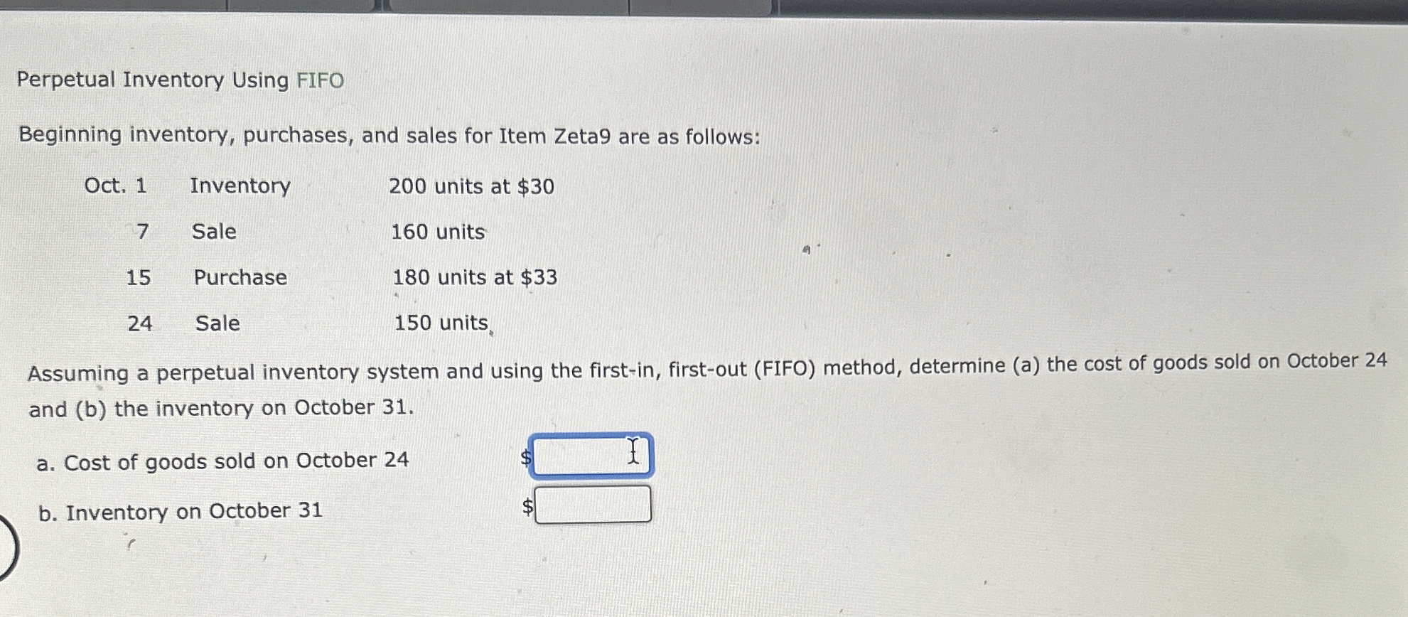 Solved Perpetual Inventory Using FIFOBeginning inventory, | Chegg.com