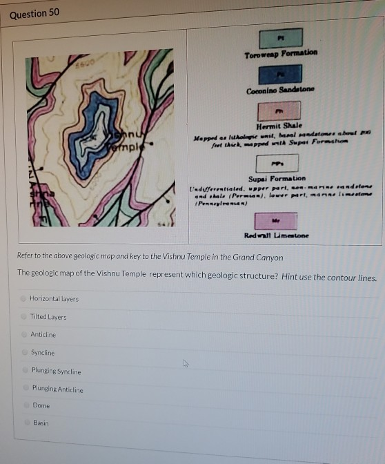 Solved Question 50 Toroweap Formation Coconino Sandalone | Chegg.com