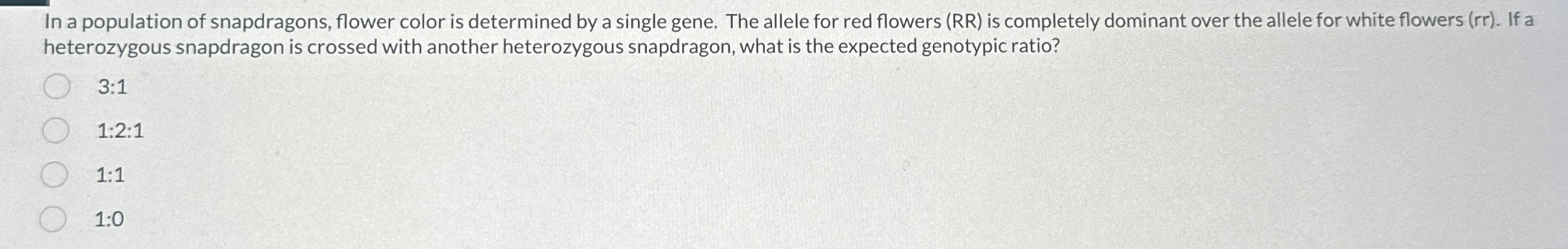 Solved In a population of snapdragons, flower color is | Chegg.com