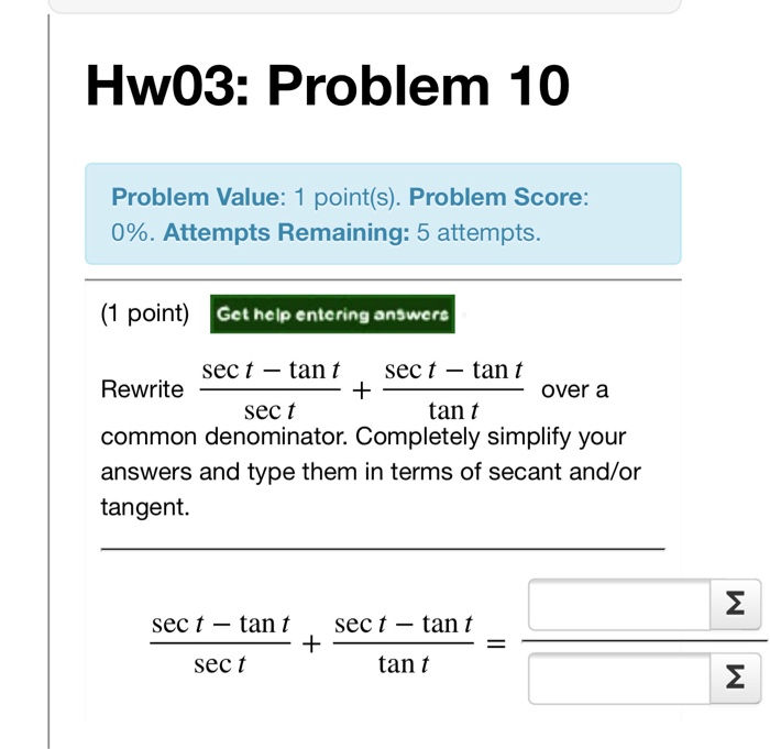 Solved Hw03: Problem 10 Problem Value: 1 point(s). Problem | Chegg.com