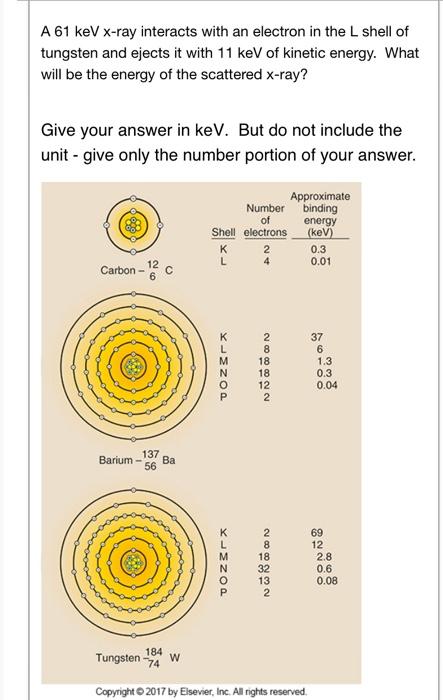 [Solved]: A 61 keV x-ray interacts with an electron in the