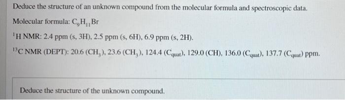 Solved 11 Deduce the structure of an unknown compound from | Chegg.com