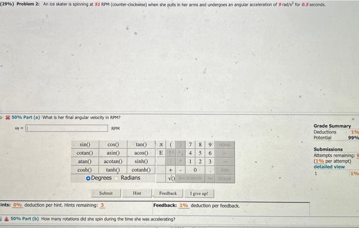 Solved \$3 50% Part (a) What is her final angular velocity | Chegg.com