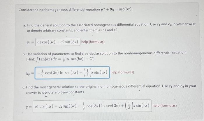 Solved Consider the nonhomogeneous differential equation | Chegg.com