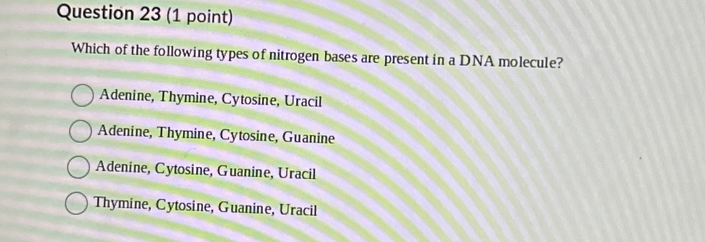 Solved Question 23 (1 point) Which of the following types of | Chegg.com