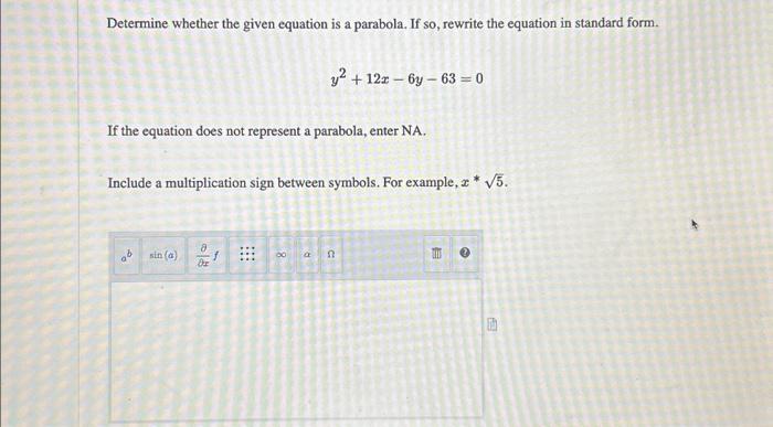 Solved Determine whether the given equation is a parabola. | Chegg.com
