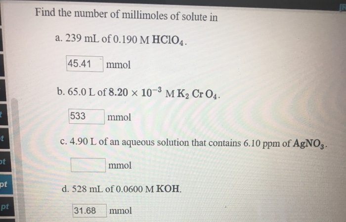 Solved Find the number of millimoles of solute in a. 239 mL | Chegg.com