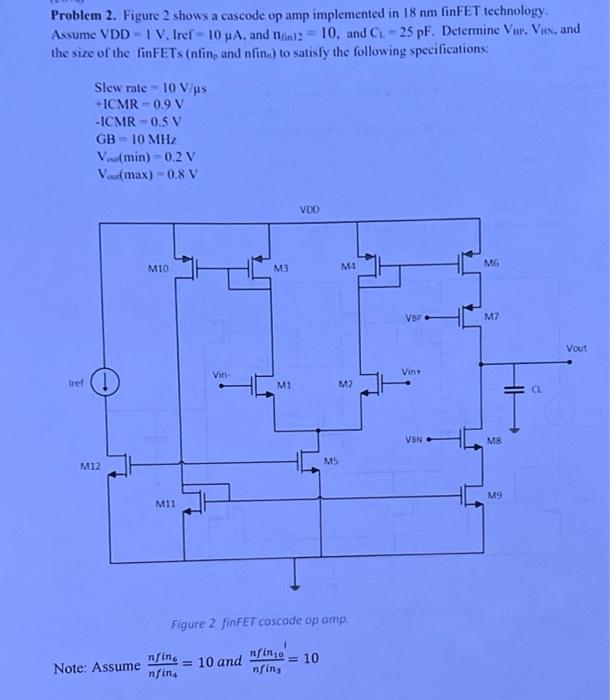 Solved Problem 2. Figure 2 shows a cascode op amp | Chegg.com