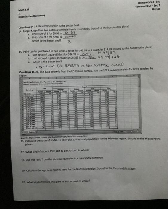 Solved Homework 2-Sec Homework 2−Sec2 Math 123 Ratios 2 | Chegg.com