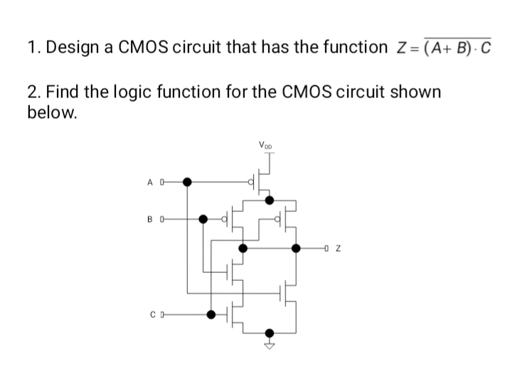 Solved 1. Design a CMOS circuit that has the function | Chegg.com