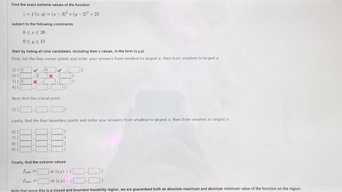 Solved Find the exact extreme values of the function | Chegg.com