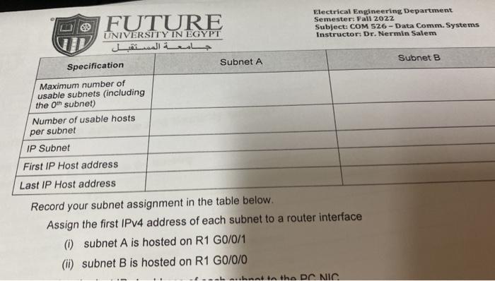 Develop An Ip Addressing Scheme Your Instructor Will 