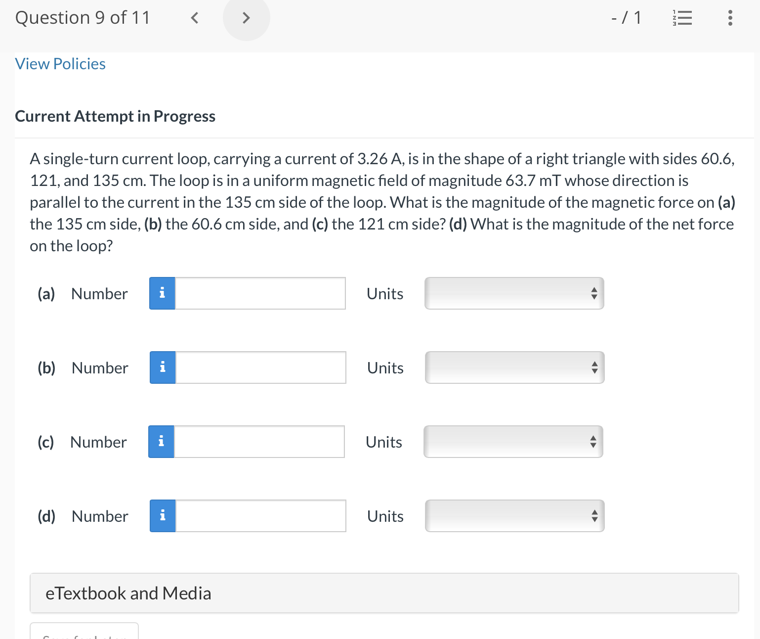 Solved Current Attempt in ProgressA single-turn current | Chegg.com