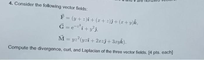 Solved 4. Consider the following vector fields: | Chegg.com
