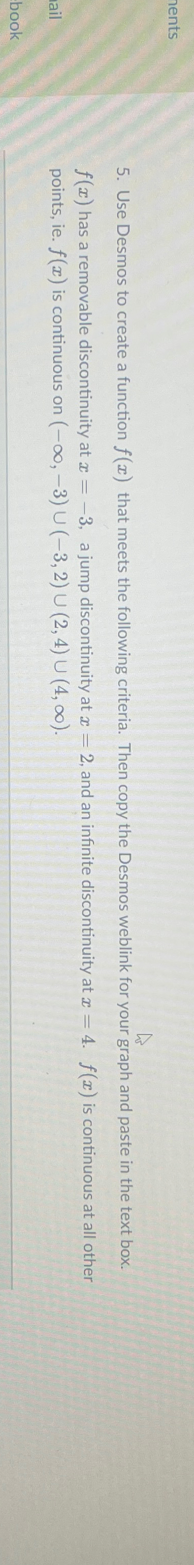 Solved Use Desmos to create a function f(x) ﻿that meets the | Chegg.com