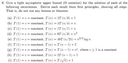 Give a tight asymptotic upper bound (Theta notation) | Chegg.com