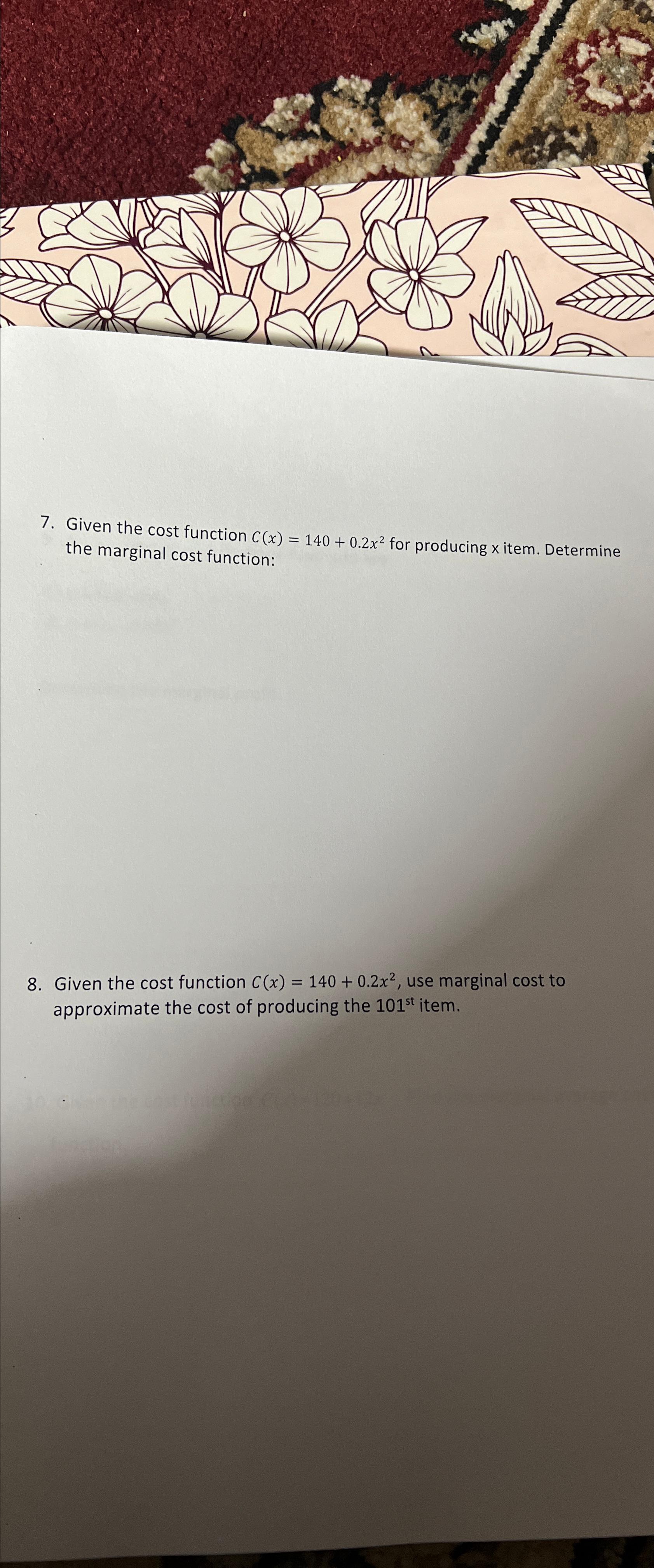 Solved Given the cost function C(x)=140+0.2x2 ﻿for producing | Chegg.com
