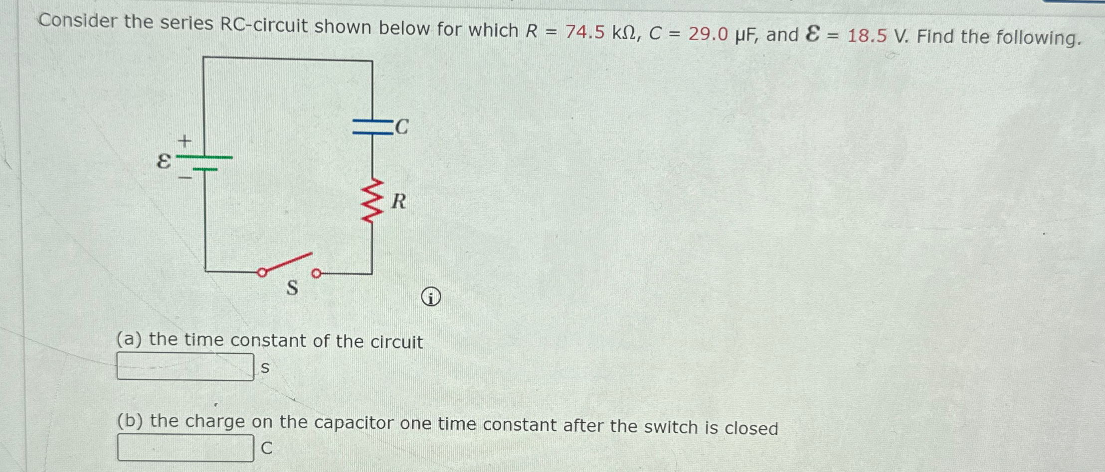 Solved Consider the series RC-circuit shown below for which | Chegg.com