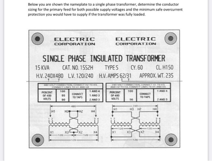 Solved Below you are shown the nameplate to a single phase | Chegg.com