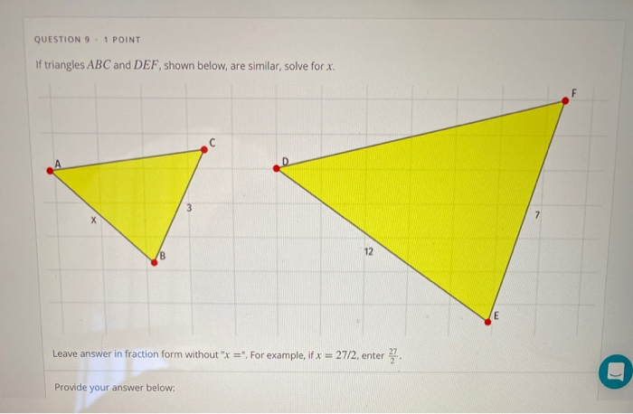 Solved QUESTION 9.1 POINT If triangles ABC and DEF, shown | Chegg.com