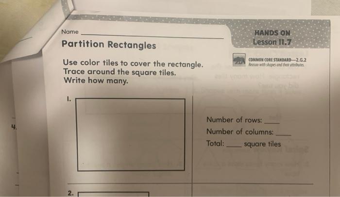 Solved Name Hands On Lesson 11 7 Partition Rectangles Common