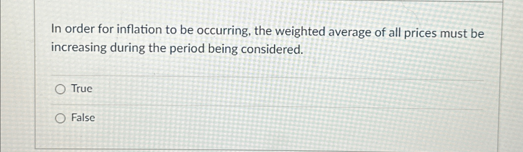 Solved In order for inflation to be occurring, the weighted | Chegg.com