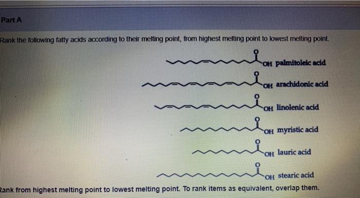 Solved Part A Rank the following fatty acids according to | Chegg.com