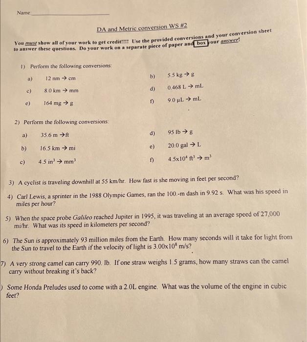 Solved 1) Perform the following conversions: a) 12 nm→cm b) | Chegg.com