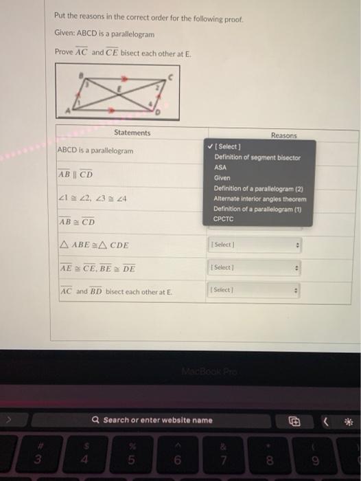 Solved Put the reasons in the correct order for the | Chegg.com
